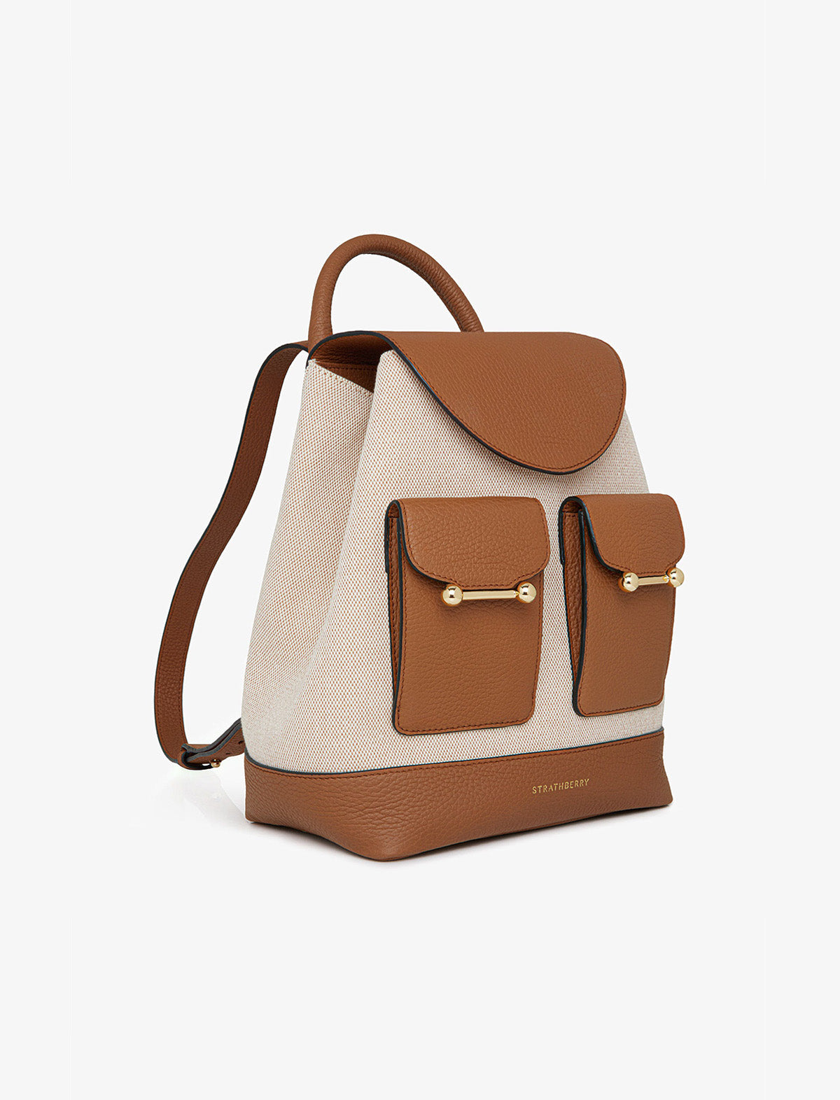 STRATHBERRY Osette Backpack In Canvas Ecru/Tan | CLOSET Singapore